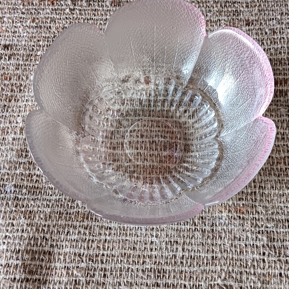 Dining | Vintage Small Flower Shaped Bowl Crystal Pale Pink Colored ...